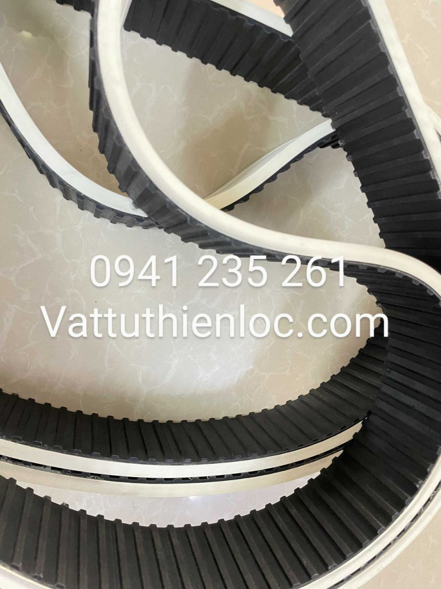 Dây Curoa PU Đắp Cao Su Trắng Dày 8MM Có Rãnh Giữa